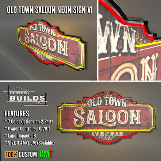 Second Life Marketplace - [TWC] - Old Town Saloon Sign V1